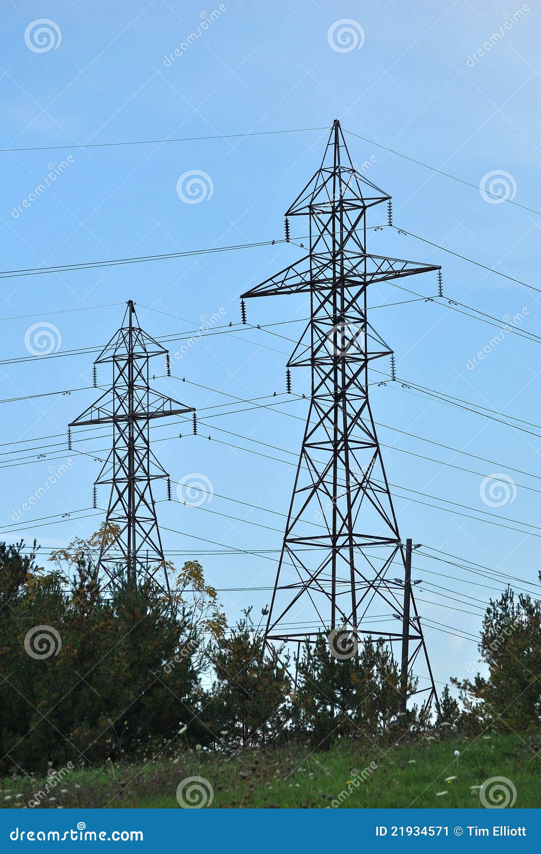 Transmission Lines Crossing The Veluwemeer Lake Supported By Large ...