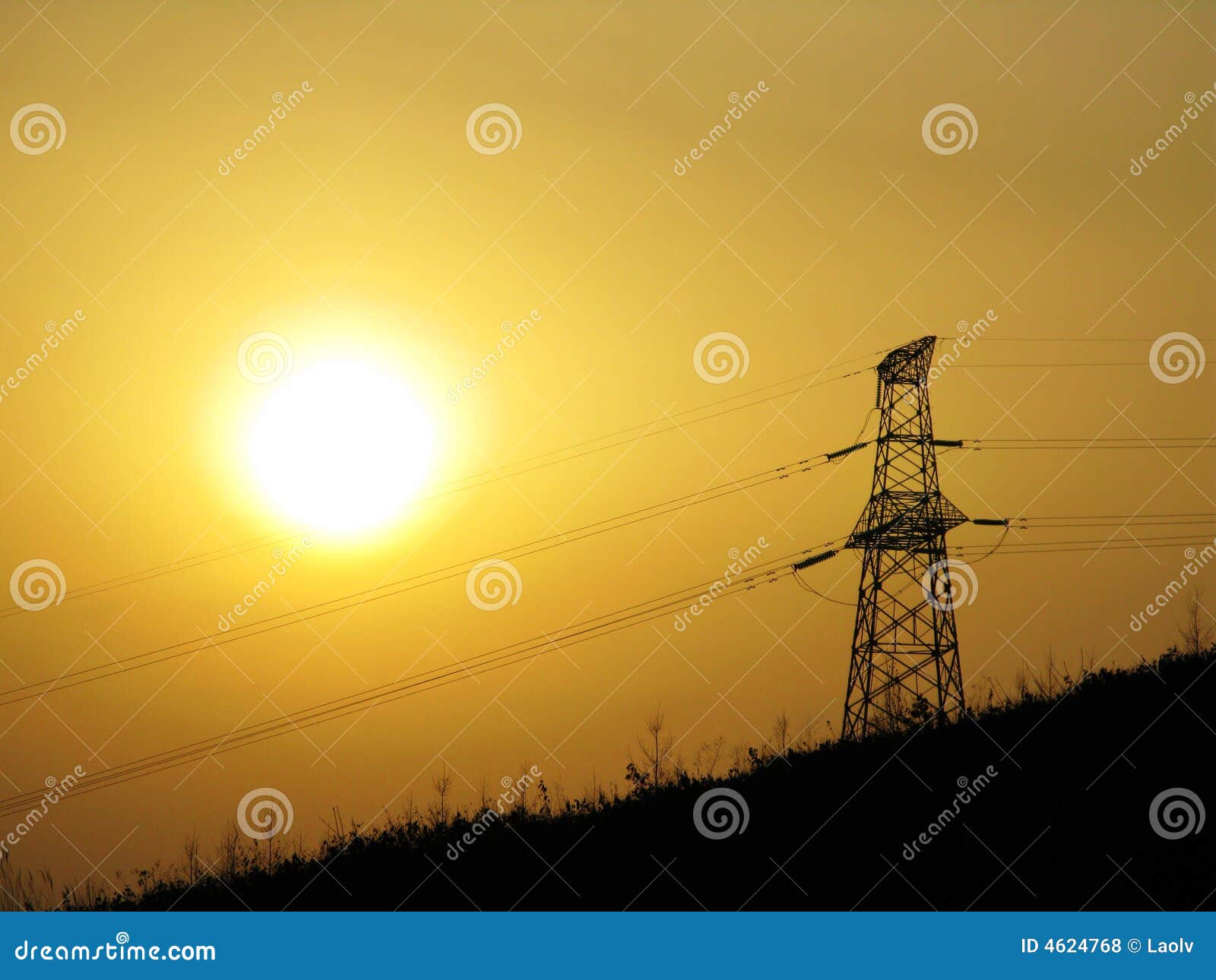 Transmission Tower And Overhead Power Line As Visual Pollution Stock ...