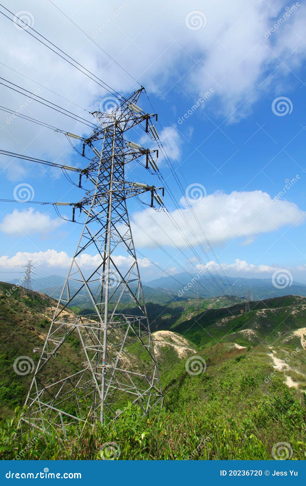Power Transmission Tower with Cables Stock Photo - Image of networking ...