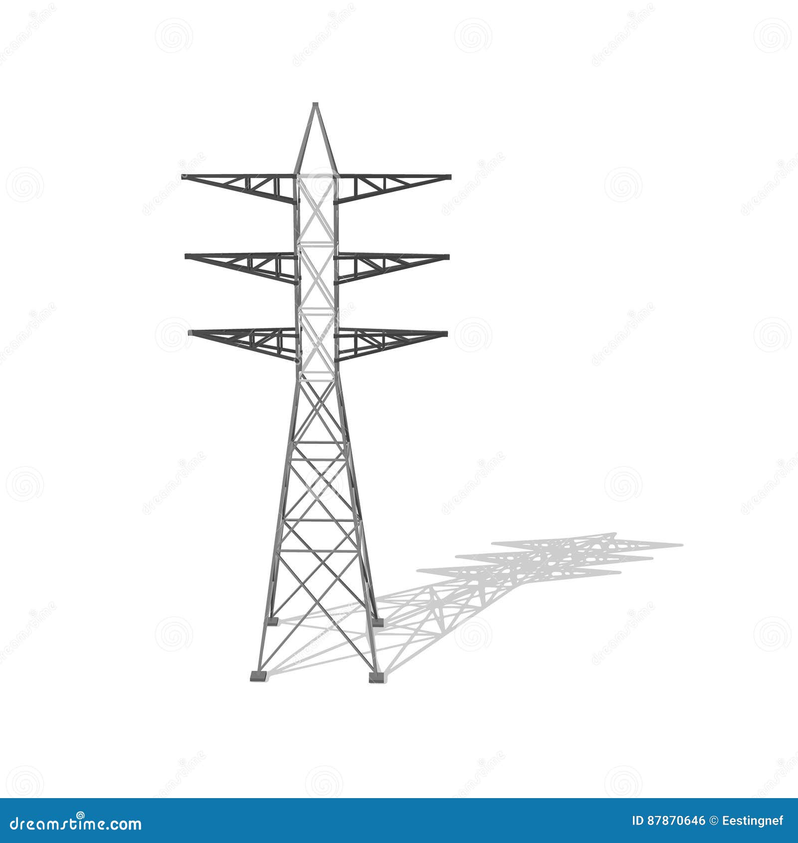 Power Transmission Tower. Isolated On White. Vector Illustration Stock ...