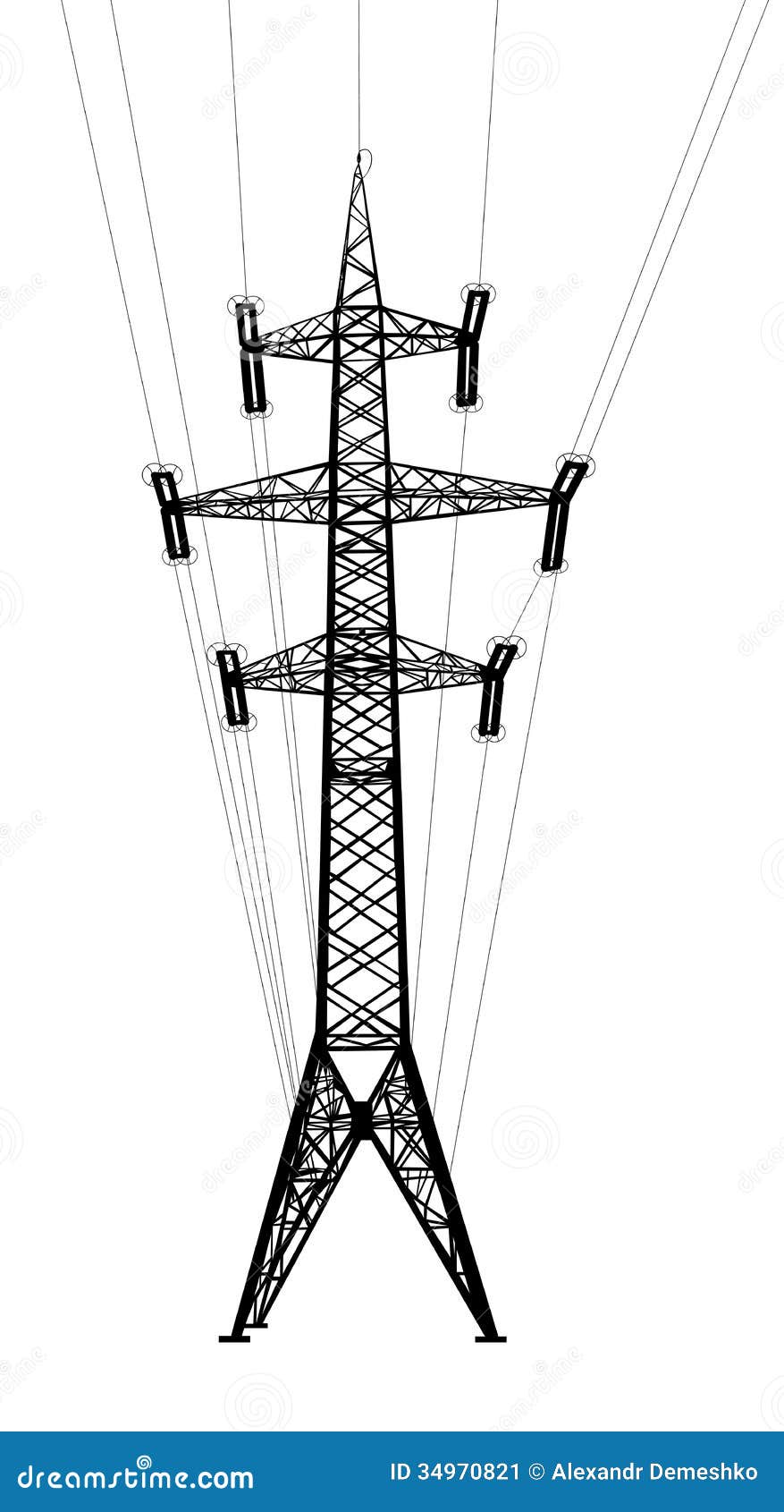 Power Transmission Tower High Voltage Pylon Wireframe Cartoon Vector ...