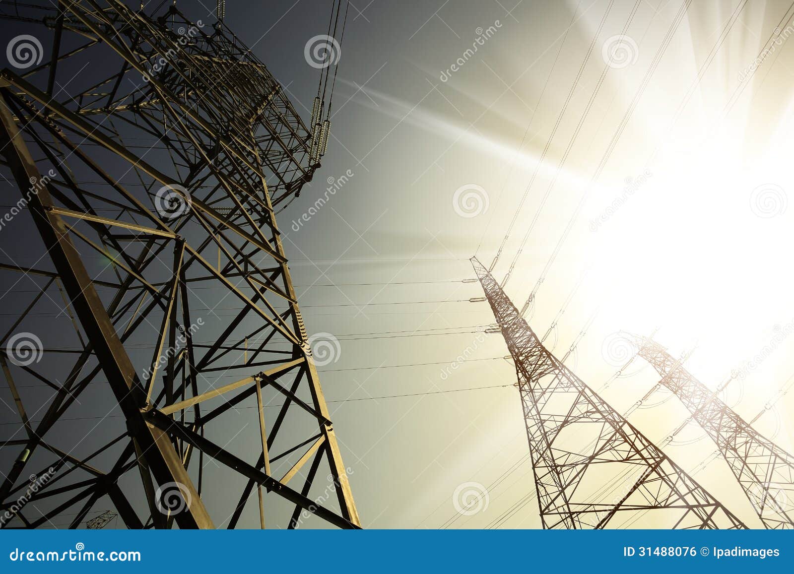 The Power Transmission Towers of Sky Background Stock Photo - Image of ...