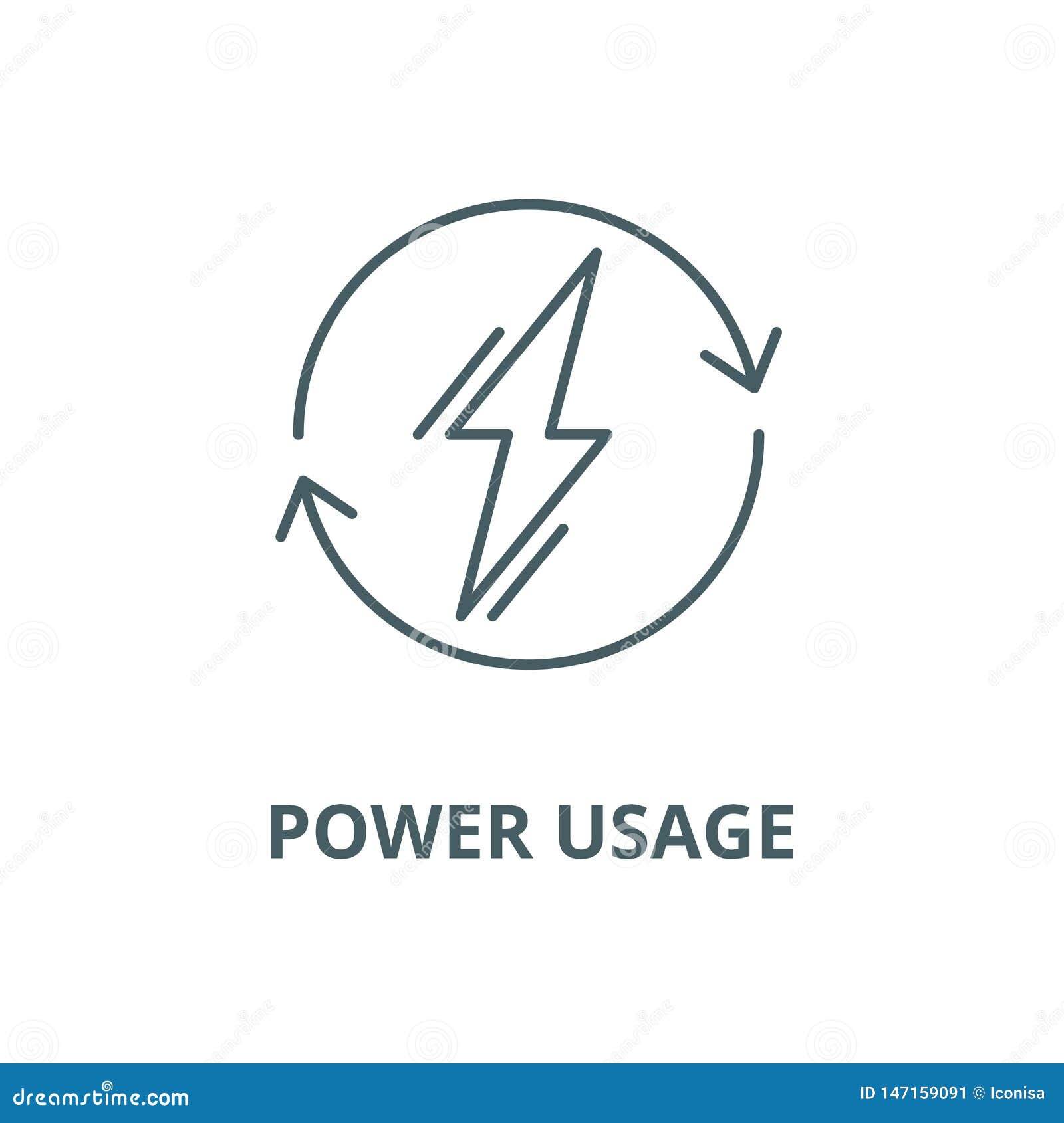 Power Usage Vector Line Icon, Linear Concept, Outline Sign, Symbol ...