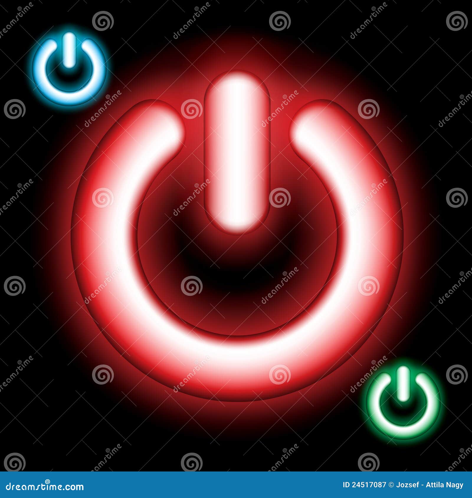 Power on Vector Button Set - Glowing Stock Vector - Illustration of ...