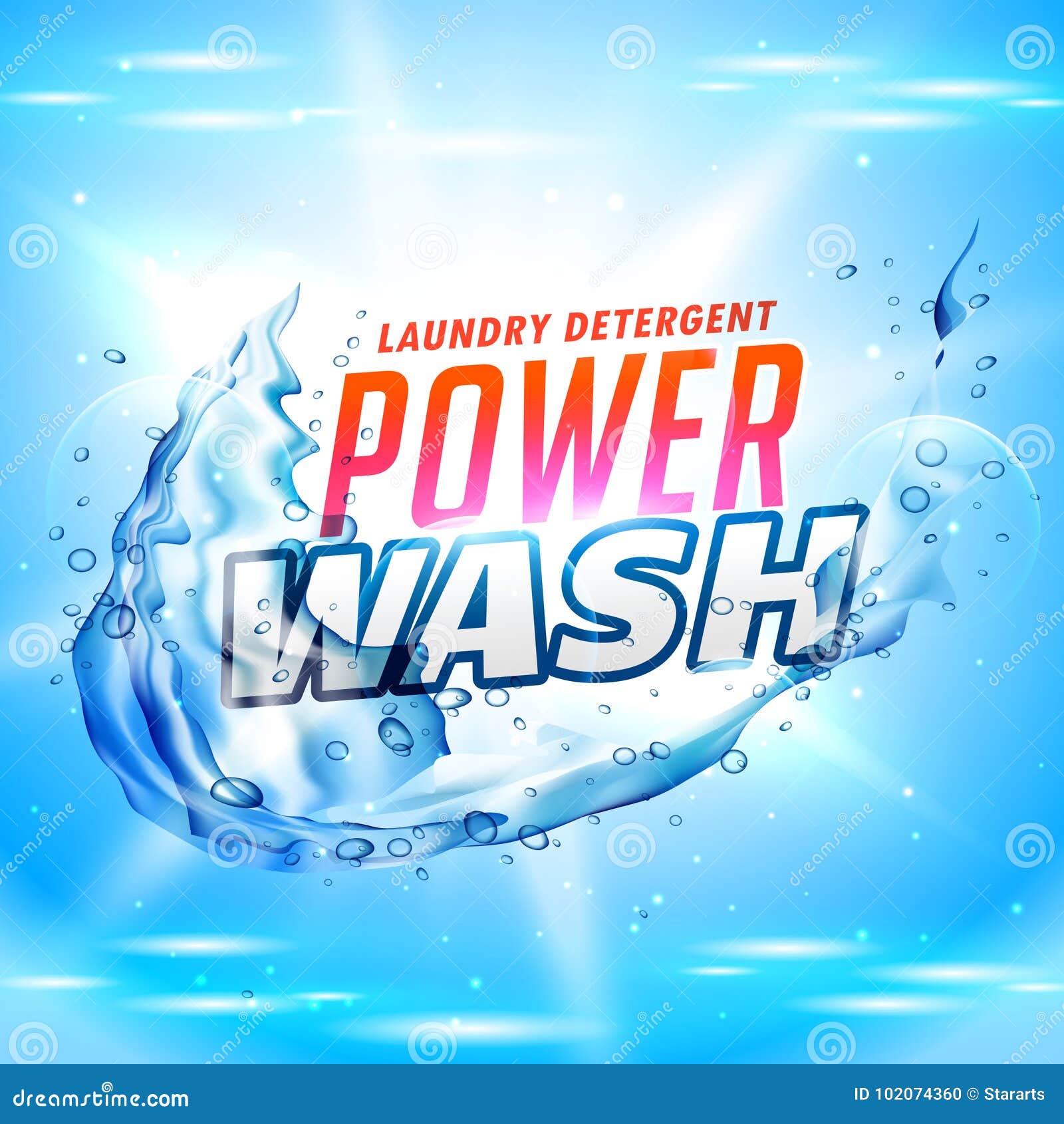 Power Wash Laundry Detergent Packaging Concept Design with Water Stock ...