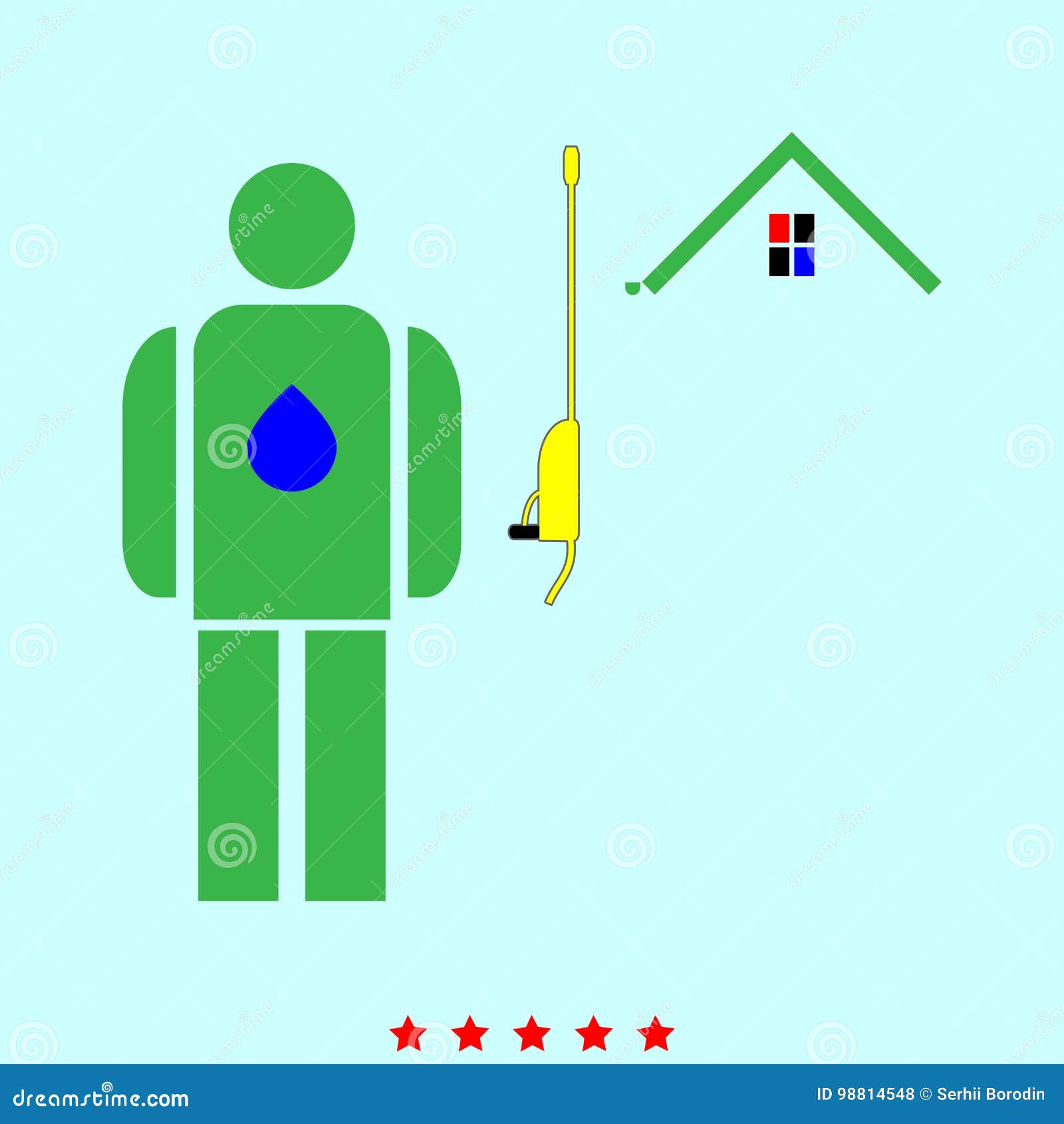 Power Washing and Gutter Cleaning Set Icon . Stock Vector ...