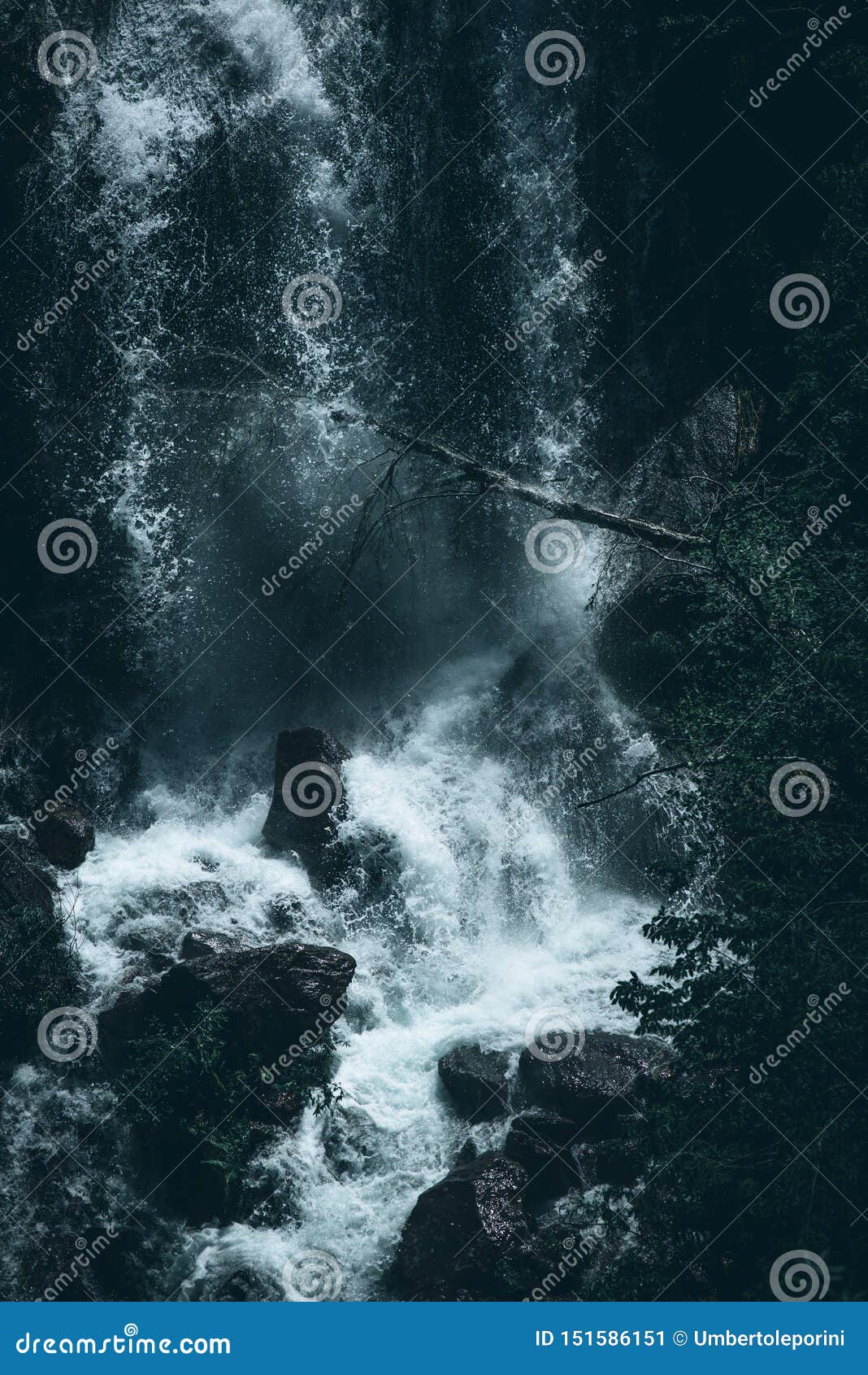 Power of a Waterfall Water Dark Mood Style Image Stock Image - Image of ...