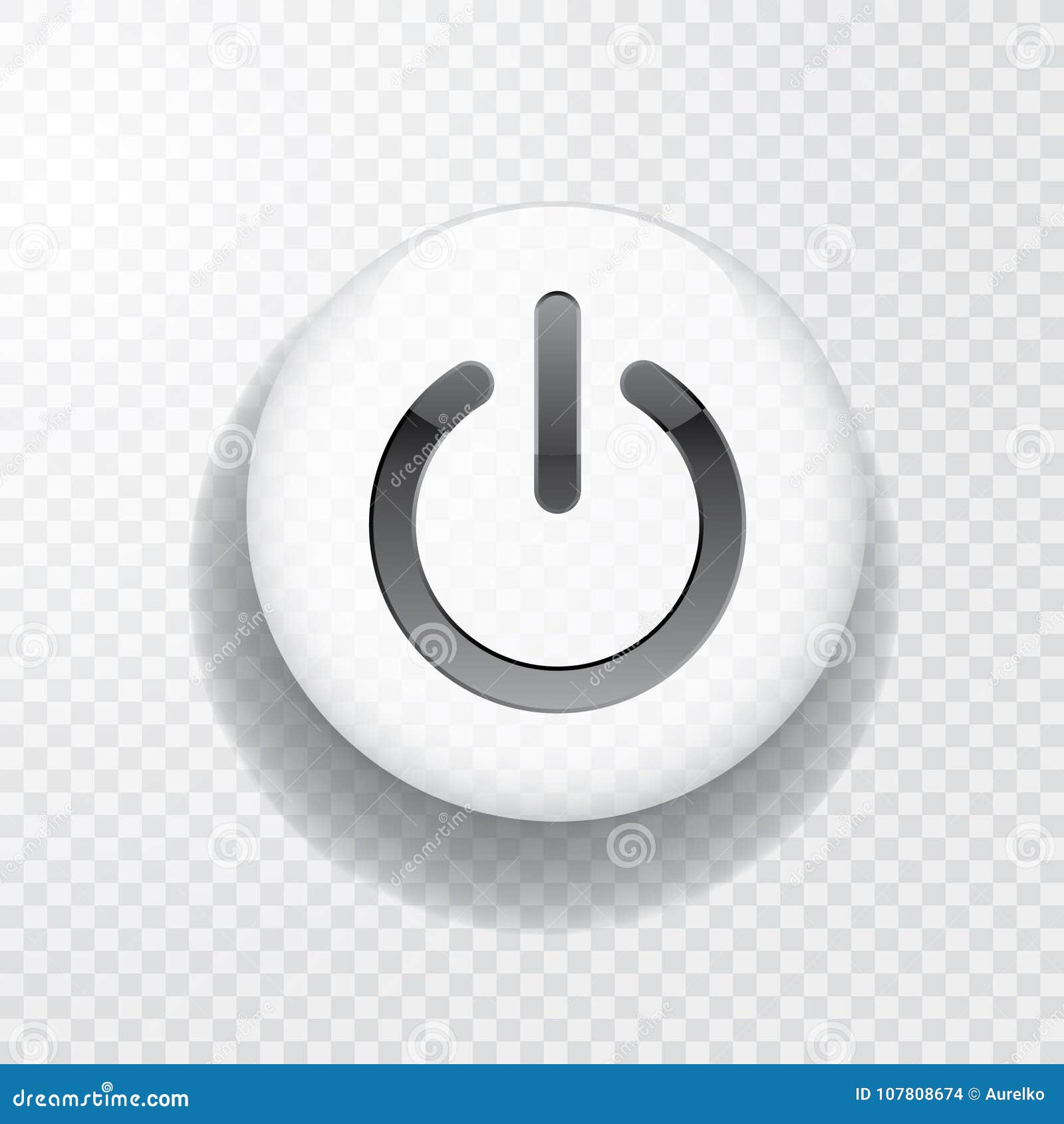 Power white button stock vector. Illustration of glossy - 107808674