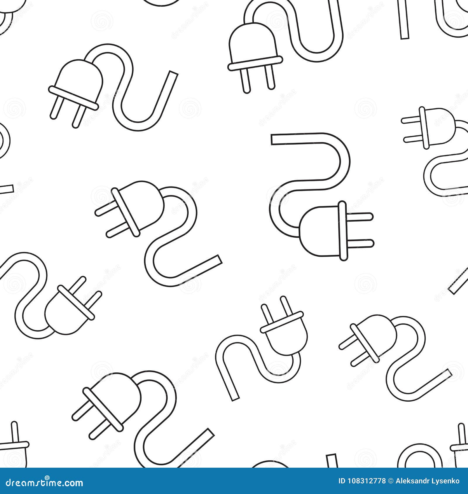 Power Wire Cable Seamless Pattern Background. Business Flat Vector ...