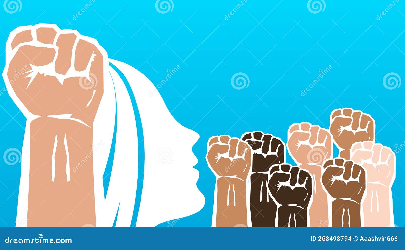Power of Women and Support Women Creative Illustration with Closed Hand ...