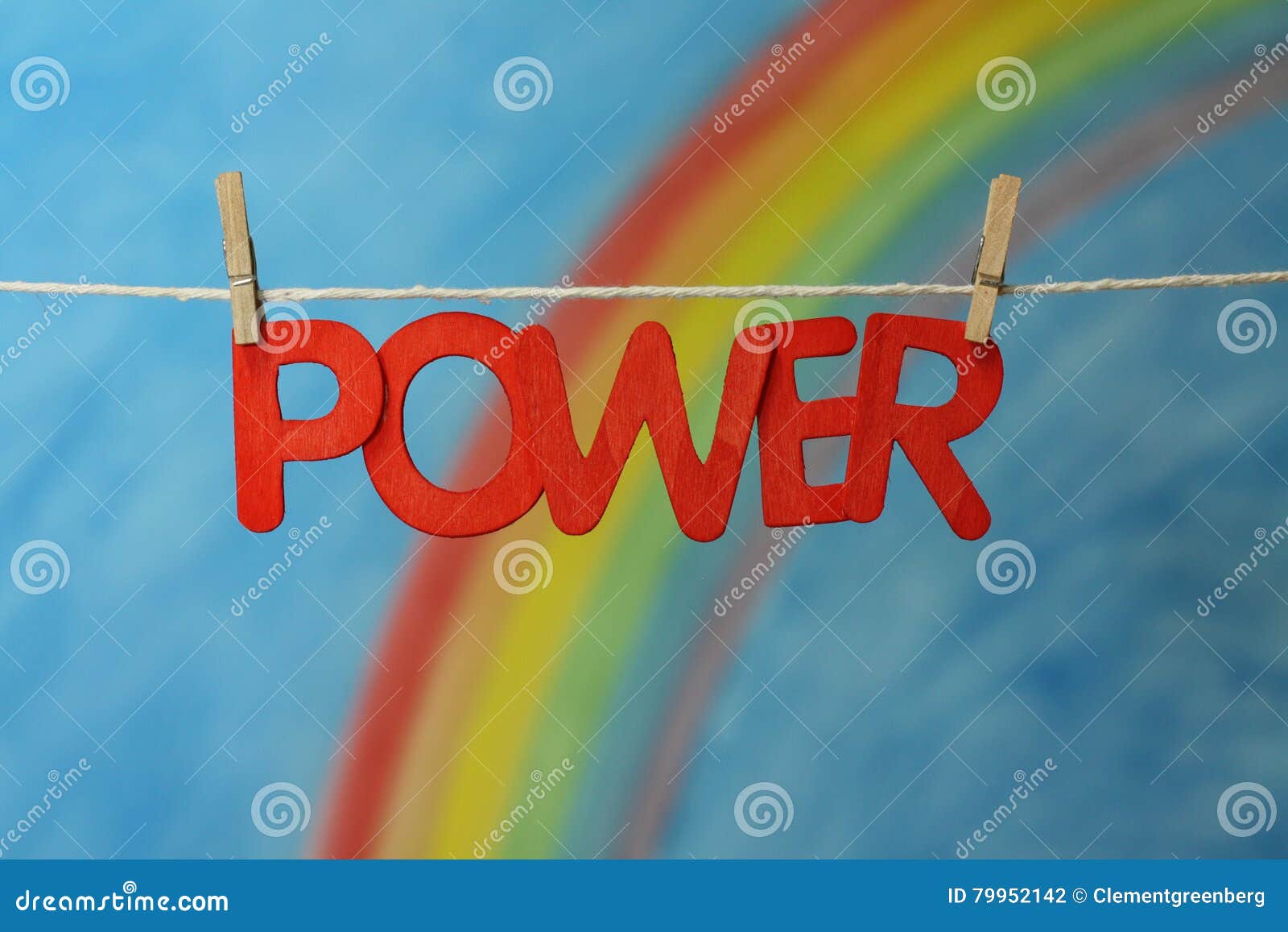 The Word Power with a Rainbow and Blue Sky Background. Stock Photo ...