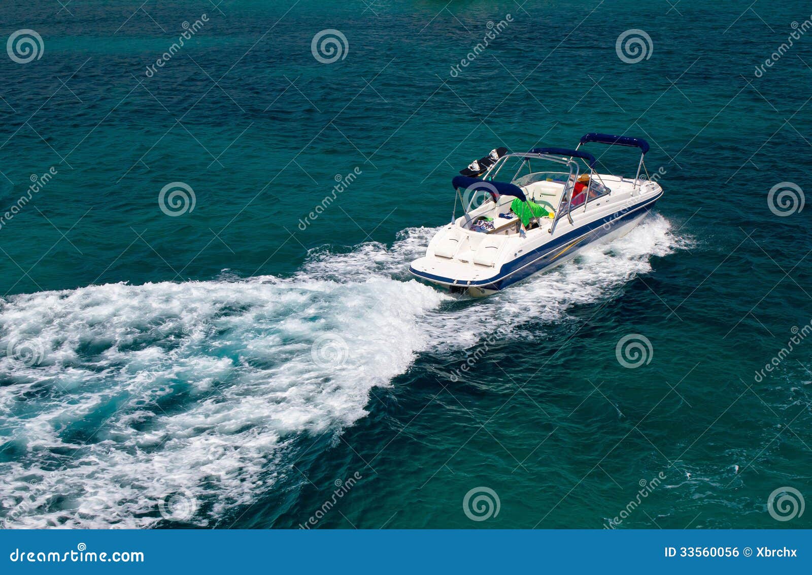 Powerboat on Blue Open Water Stock Photo - Image of outdoor, marine ...