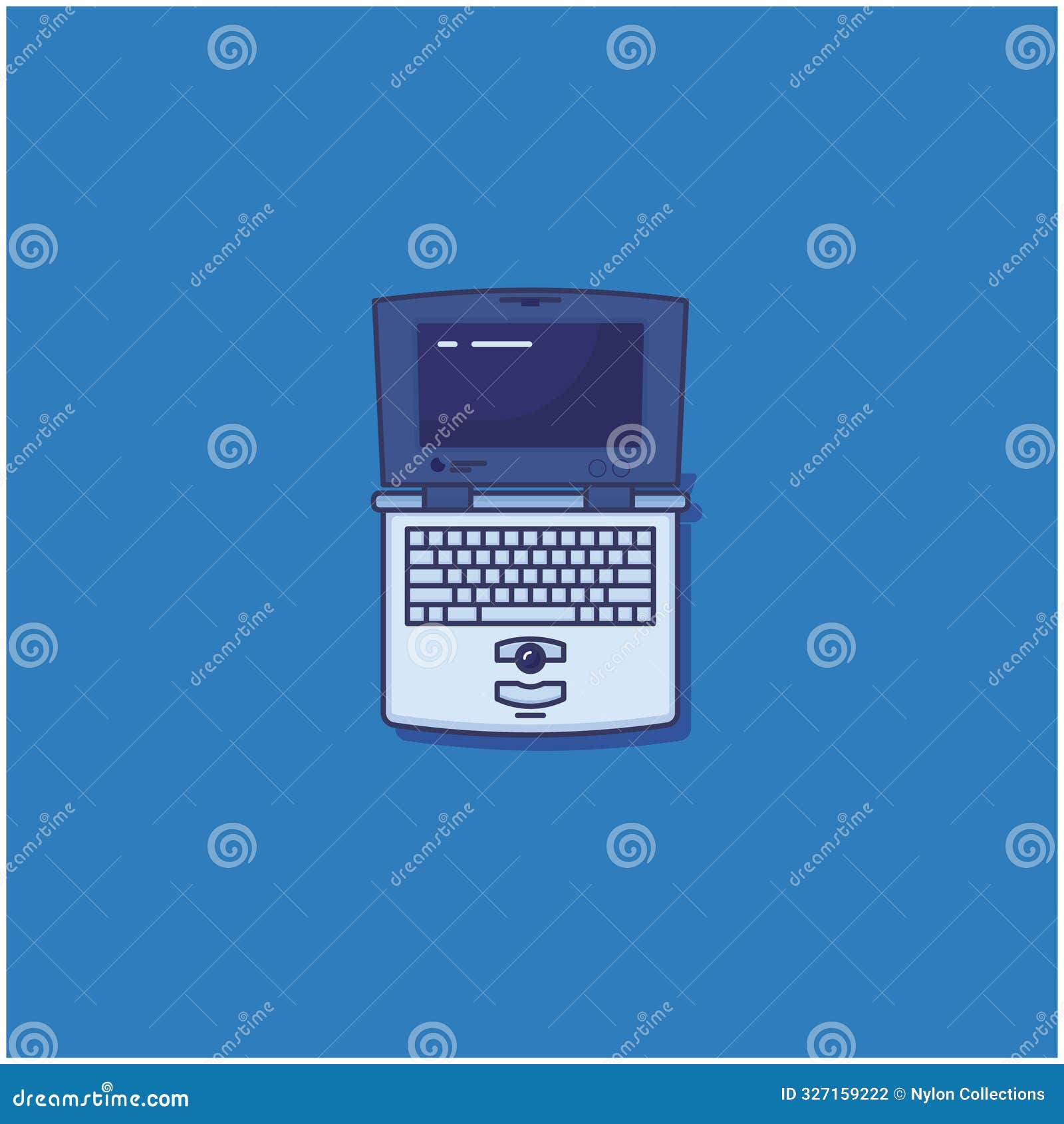 PowerBook Laptop Computer Vector Illustration Isolated on Blue ...