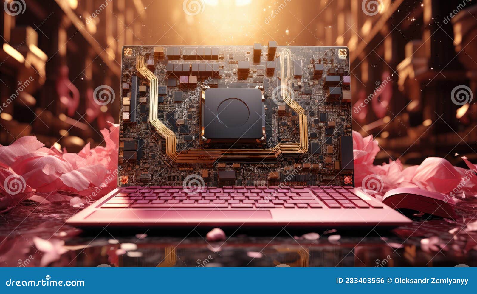 A Super Modern Computer in Shades of Pink Stock Illustration ...