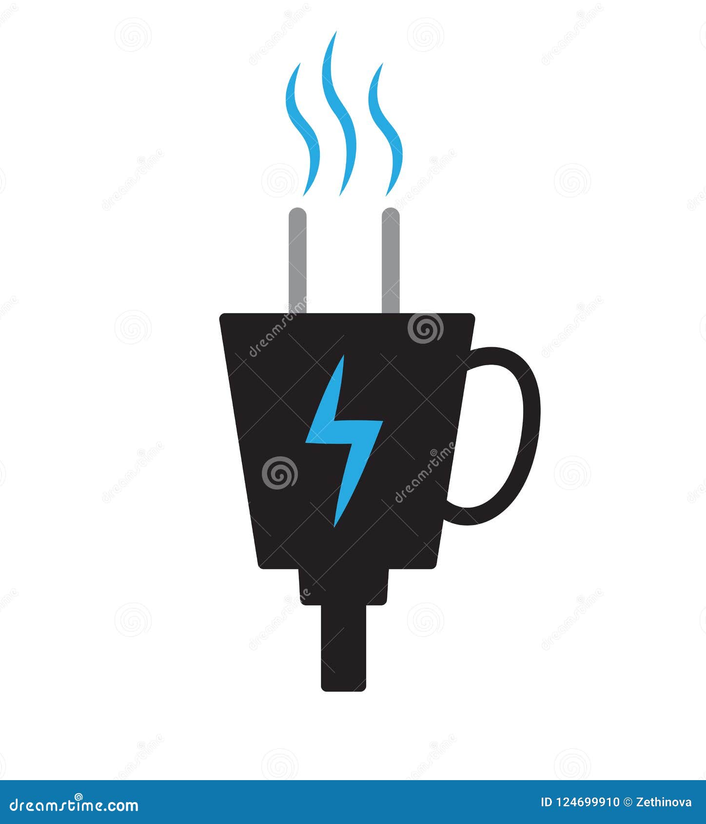 Powered by Coffee Plug stock illustration. Illustration of caffeinated ...