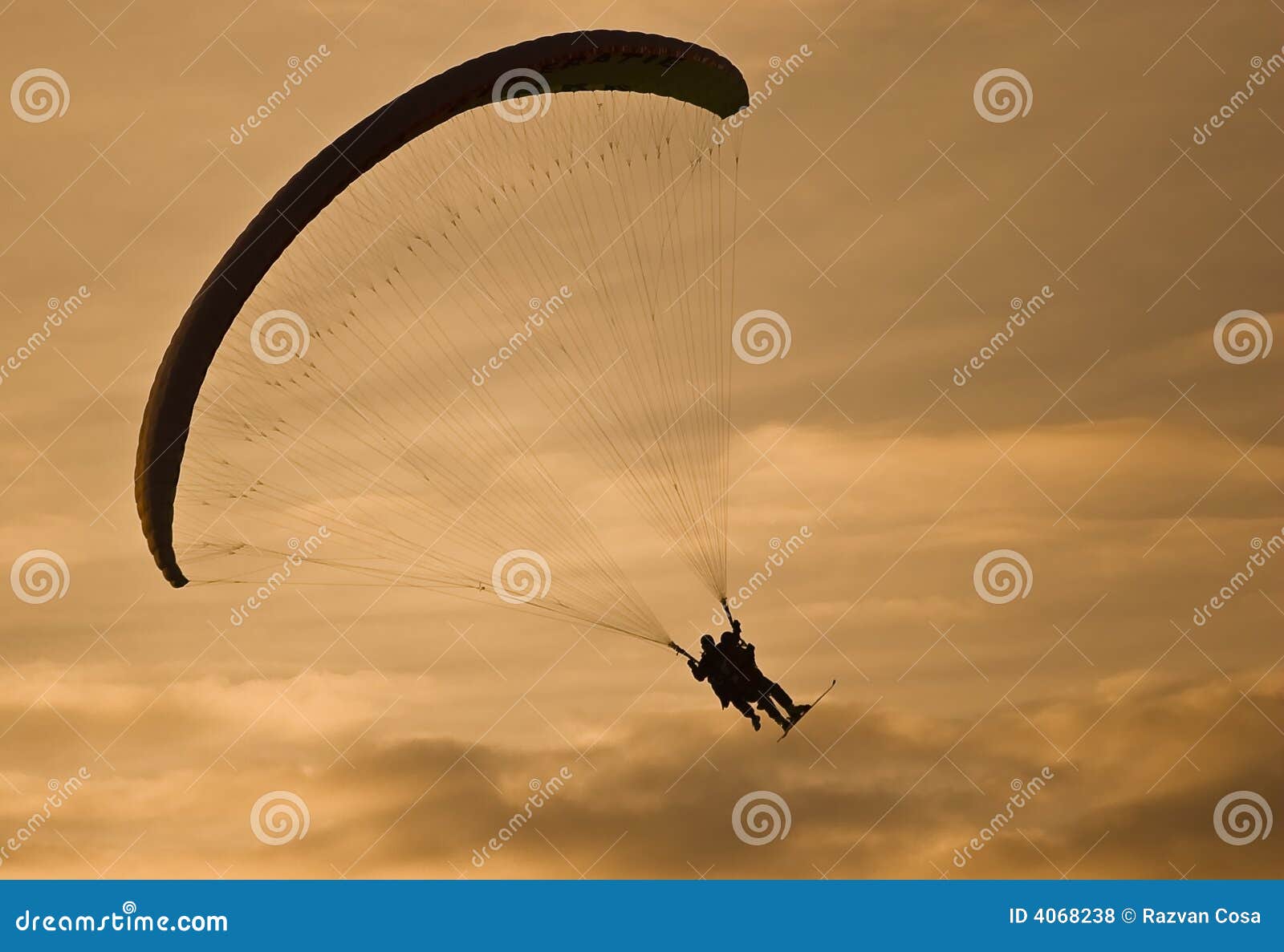 Powered Parachute at Sunset Stock Photo - Image of black, descending ...