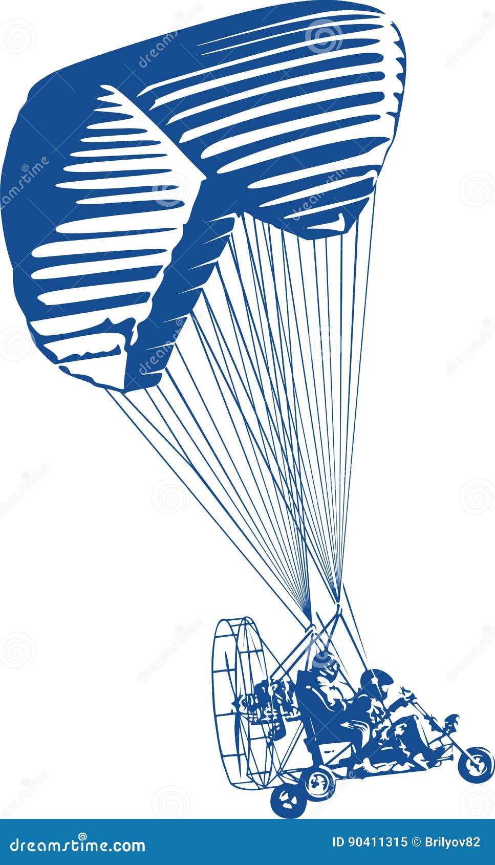 Powered parashute stock vector. Illustration of jumper - 90411315