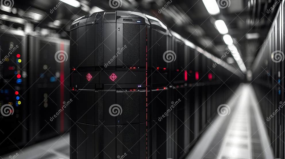 Powerful AI Supercomputer in a High-tech Data Center with Advanced Processing Capabilities Stock ...
