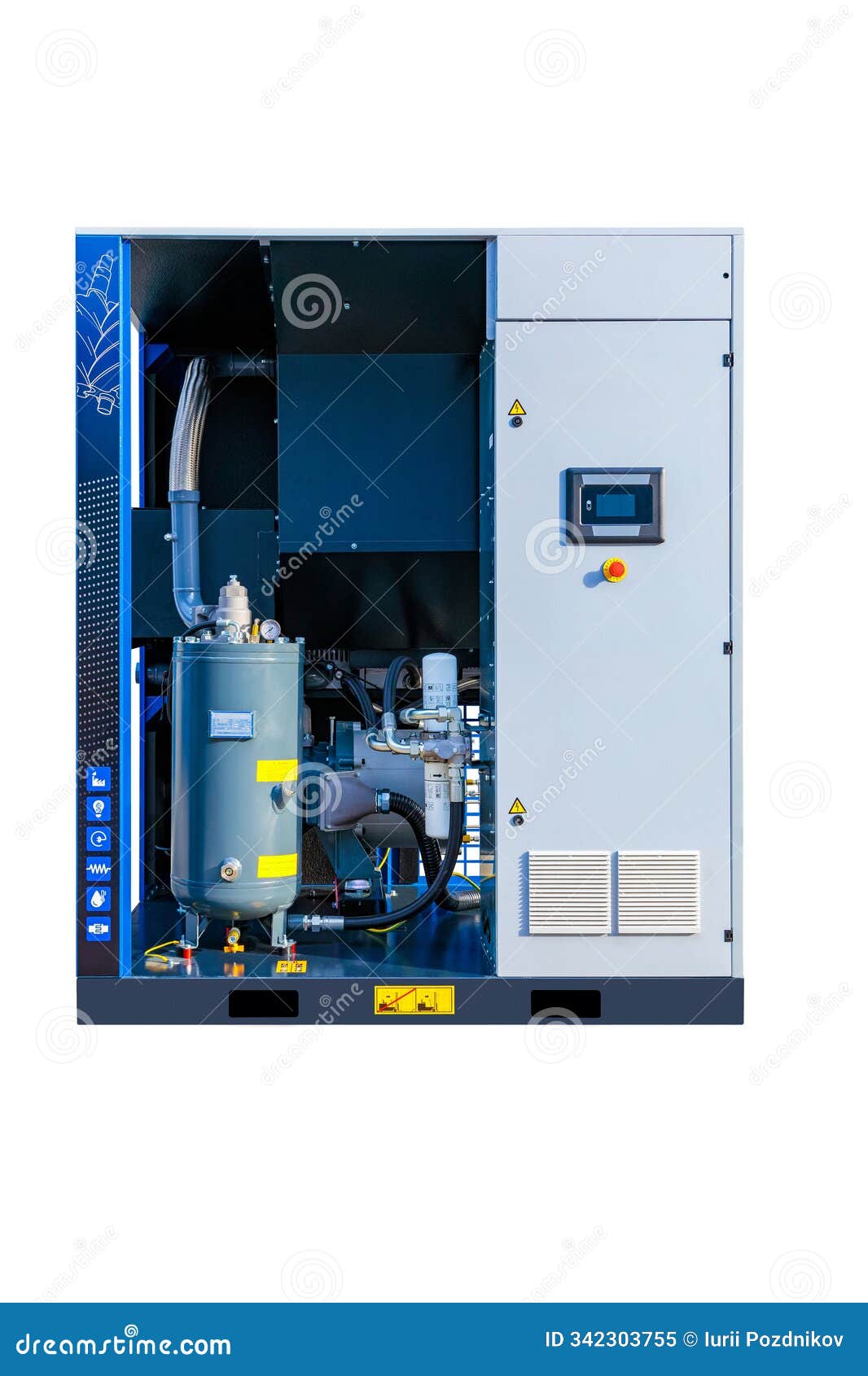 Modern Industrial Air Compressor Showing Internal Components and ...