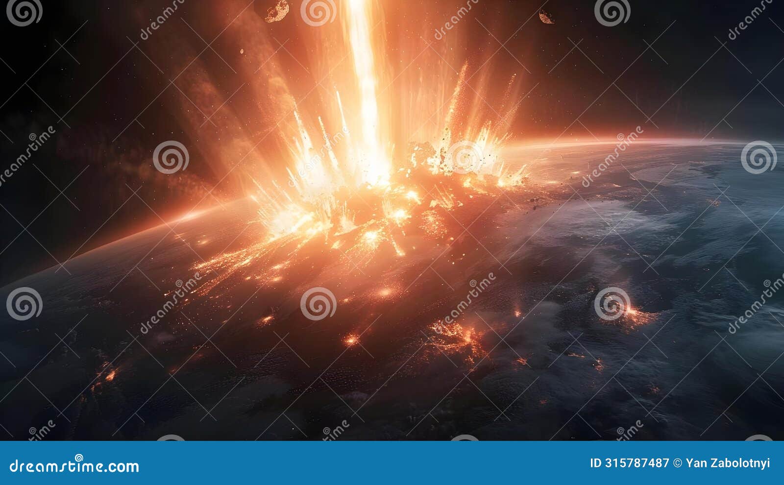 A Powerful Asteroid Impact on Earth Causing a Massive Explosion and ...