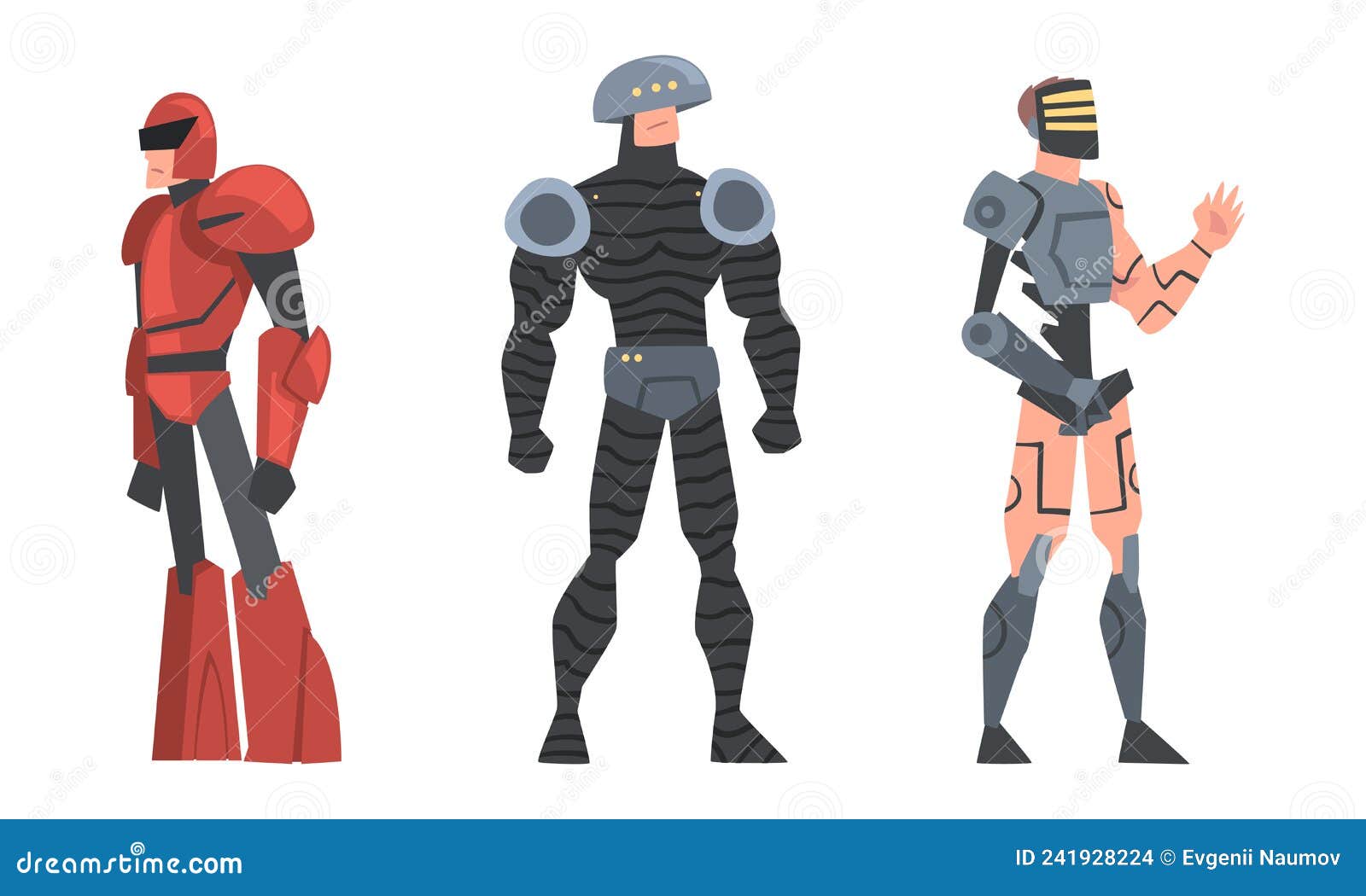 Battle Robots. Cartoon War Machines And Futuristic Soldier Exoskeleton ...