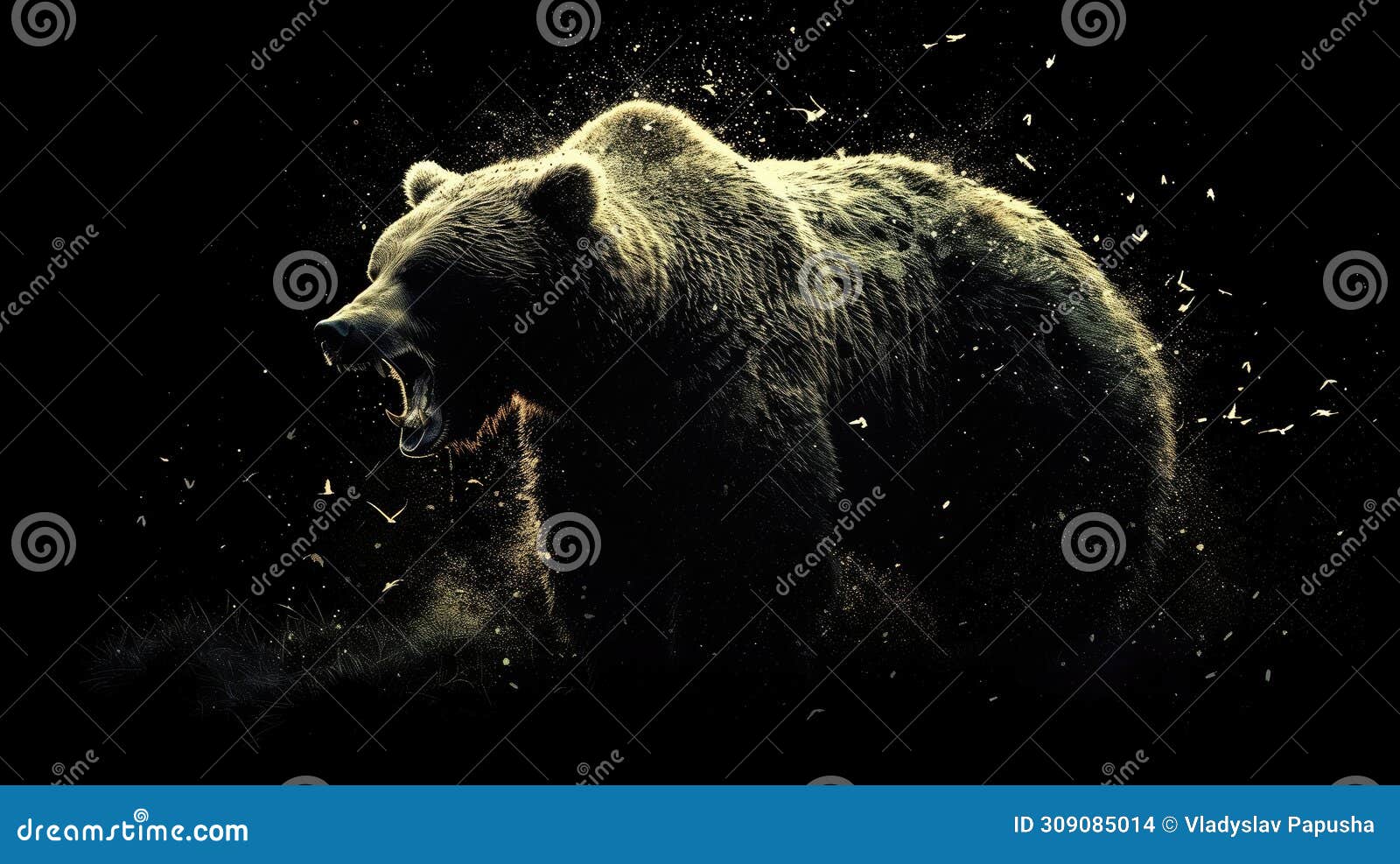 A Powerful Bear Emerging from the Forest Stock Illustration ...