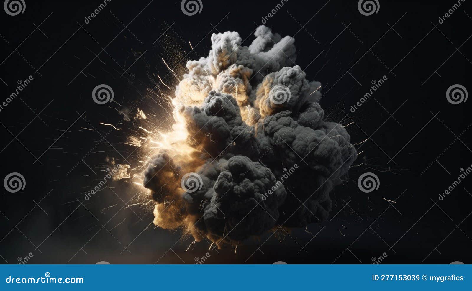 AI Generative a Large Explosion with a White Cloud and Smoke Coming Out ...