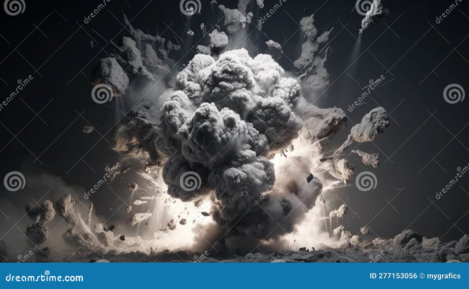 AI Generative a Large Explosion with a White Cloud and Smoke Coming Out ...