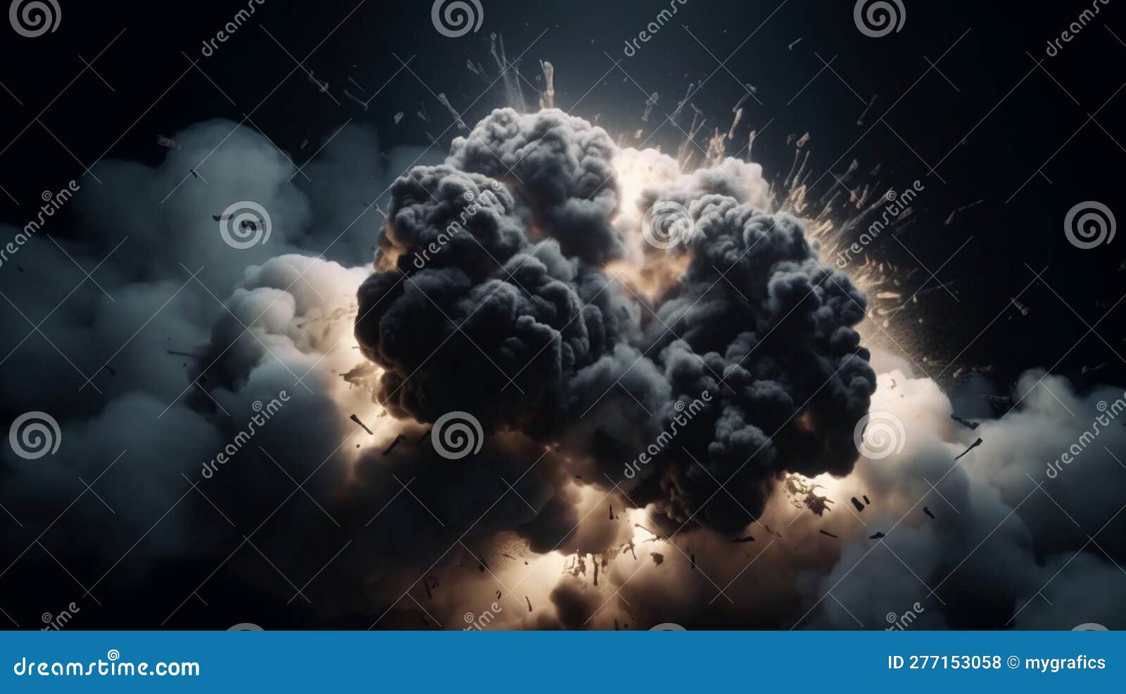 AI Generative a Large Explosion with a White Cloud and Smoke Coming Out ...