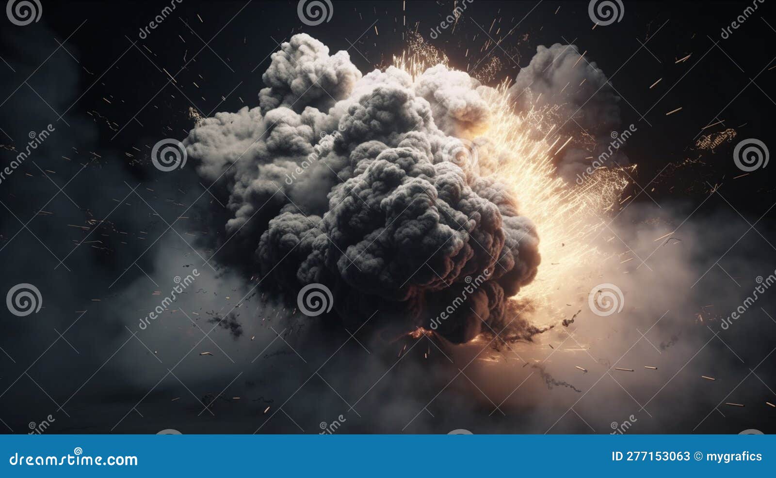 AI Generative a Large Explosion with a White Cloud and Smoke Coming Out ...