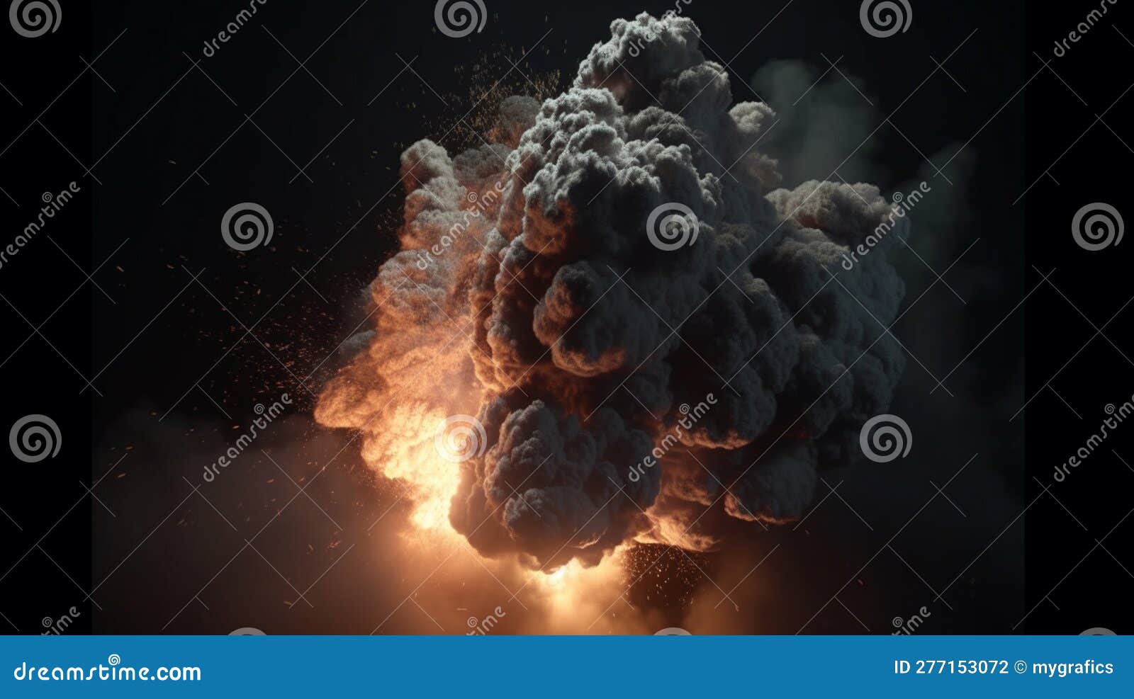 AI Generative a Large Explosion with a White Cloud and Smoke Coming Out ...
