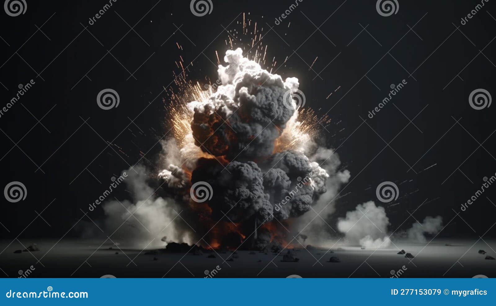 AI Generative a Large Explosion with a White Cloud and Smoke Coming Out ...