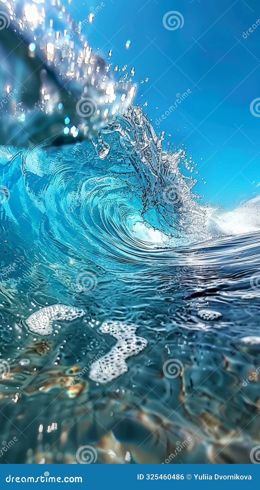 A Powerful Blue Wave Forms an Impressive Arc. Ocean Storm Landscape ...