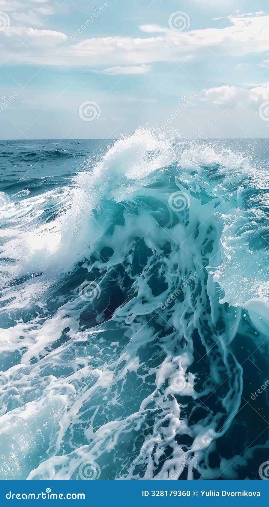 A Powerful Blue Wave Forms an Impressive Arc. Ocean Storm Landscape ...