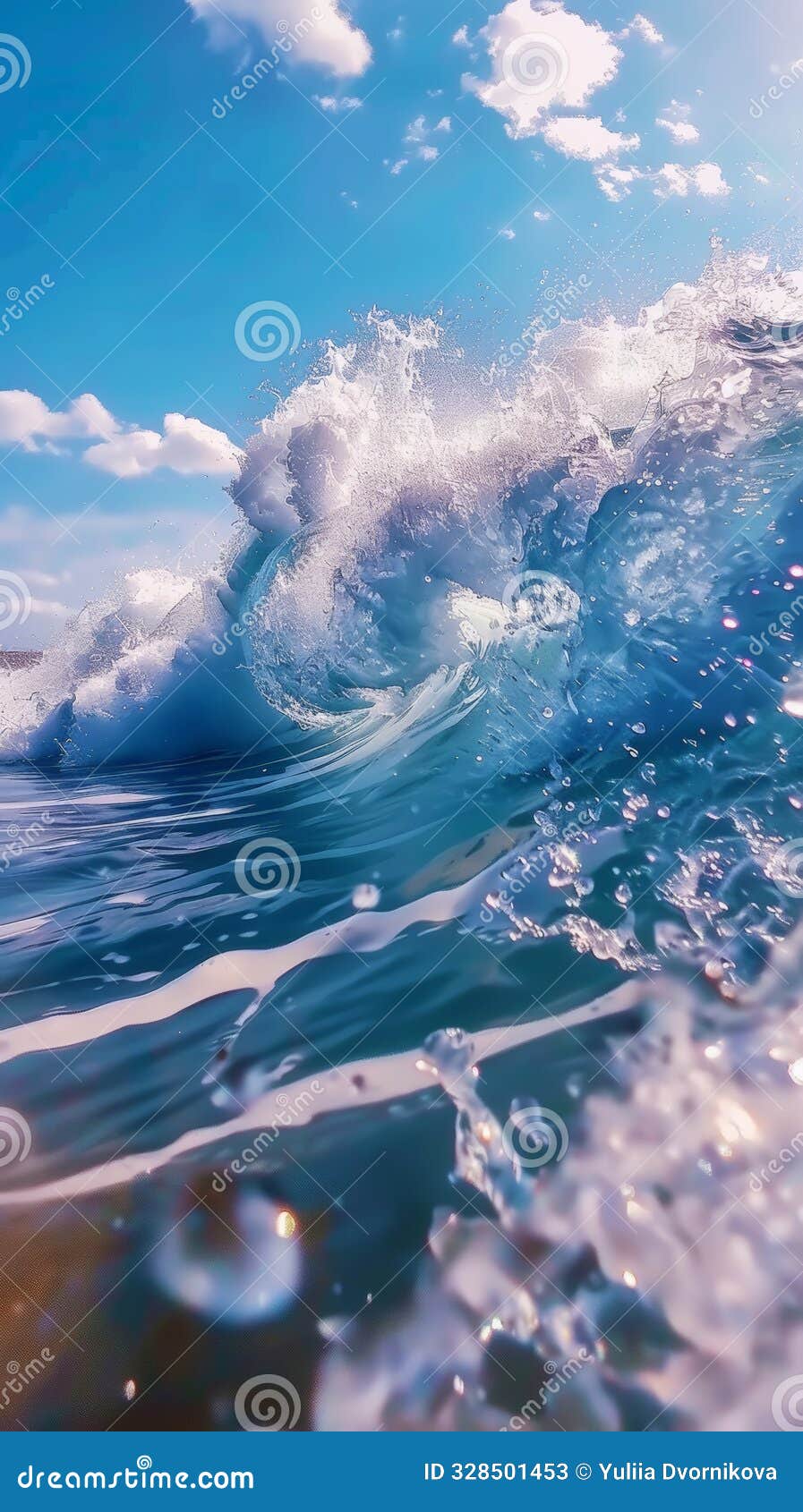 A Powerful Blue Wave Forms an Impressive Arc. Ocean Storm Landscape ...