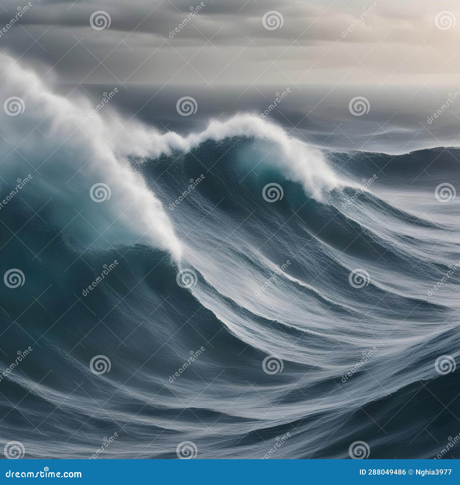 Ocean Waves, an Endless Expanse of Liquid Power Stock Illustration ...