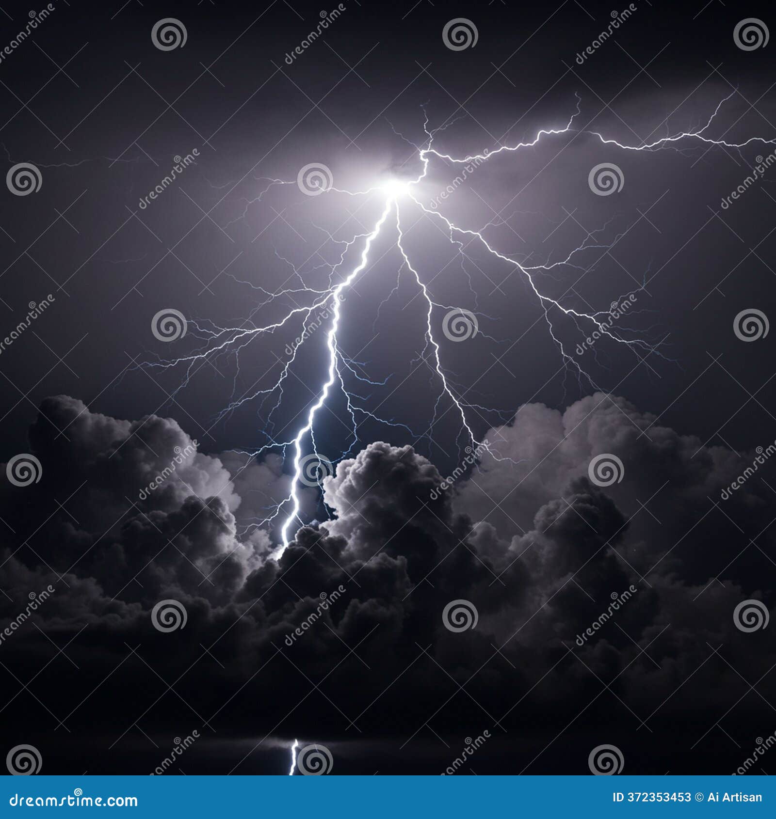 Lightning In A Dense Forest A Jagged Lightning Bolt Splits The N Stock ...