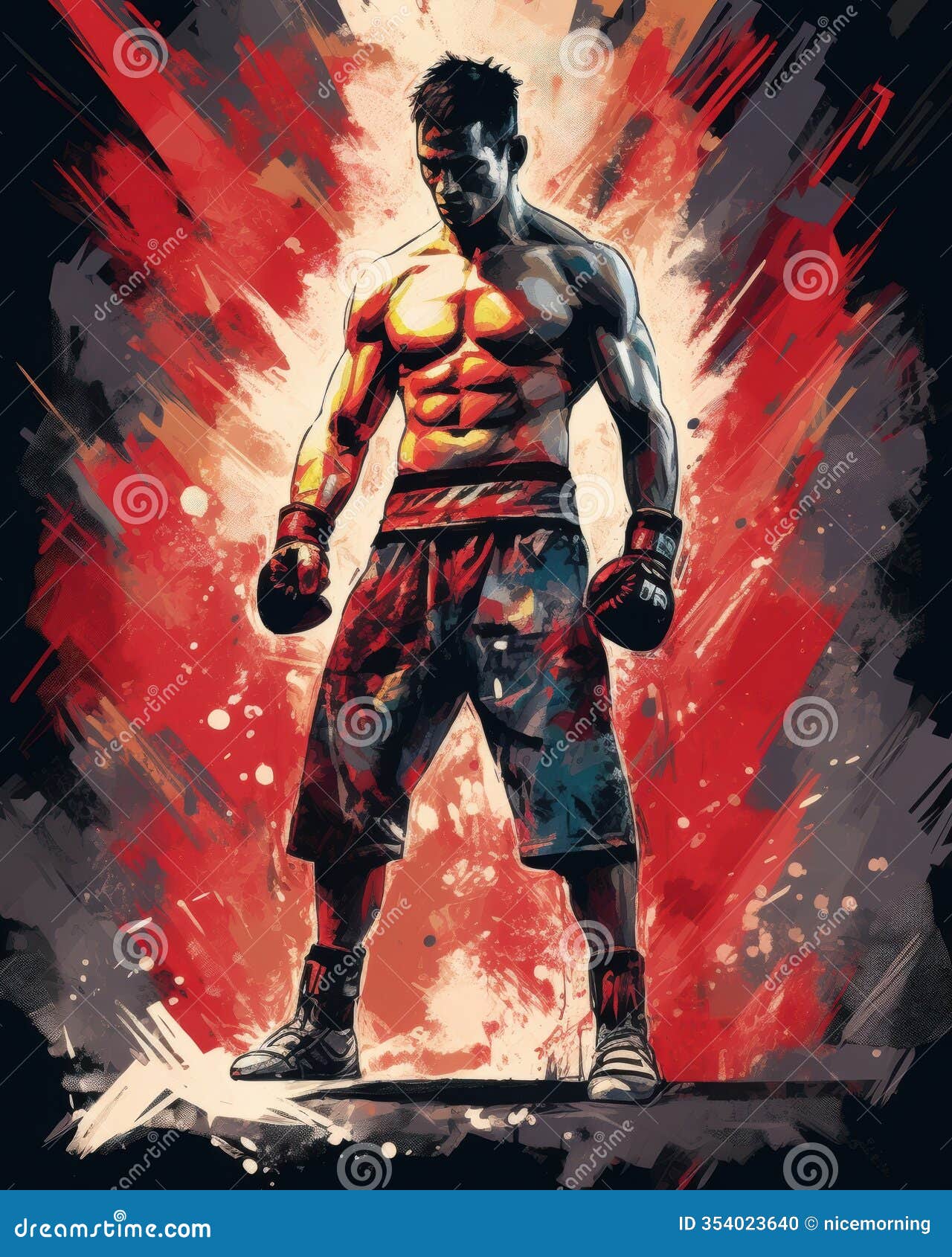 Powerful Boxer. Created by Generative Artificial Intelligence Stock ...
