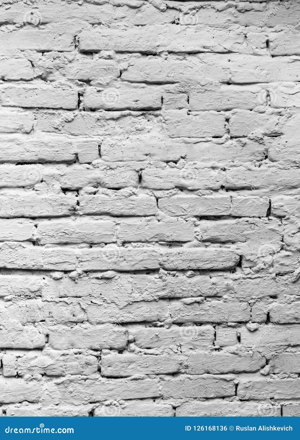 Brick Wall, Roughly Folded and Covered with Whitewash Stock Photo ...