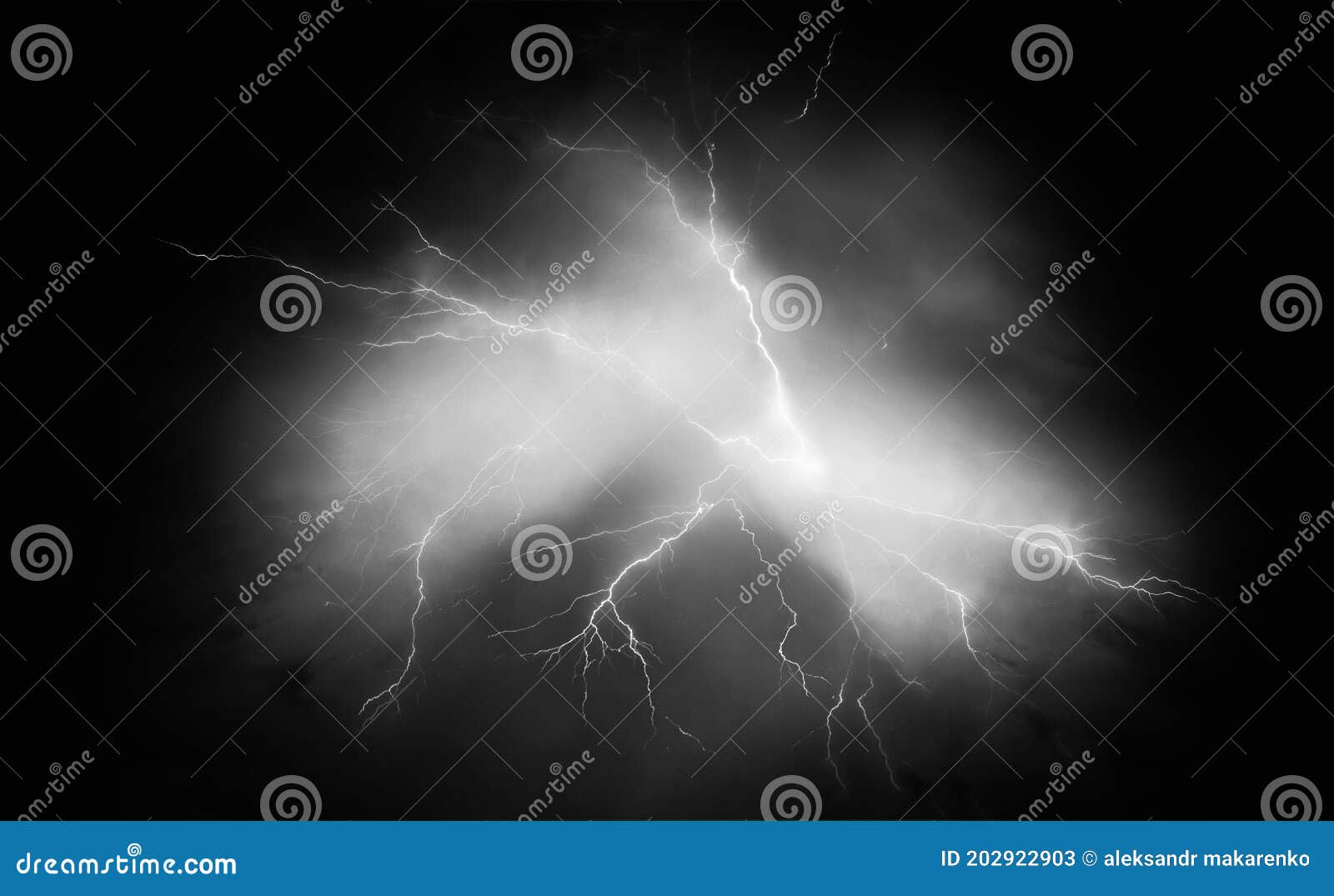 Powerful Bright Lightning Burst on the Night Sky Stock Image - Image of ...