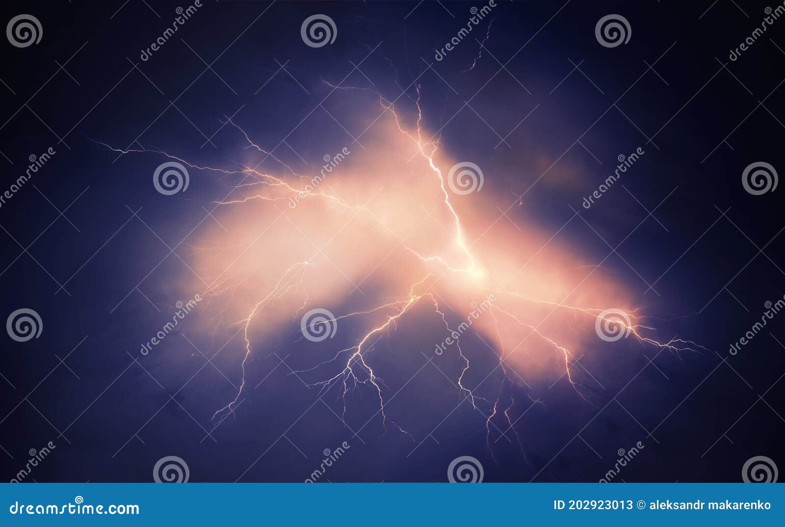 Powerful Bright Lightning Burst on the Night Sky Stock Image - Image of ...