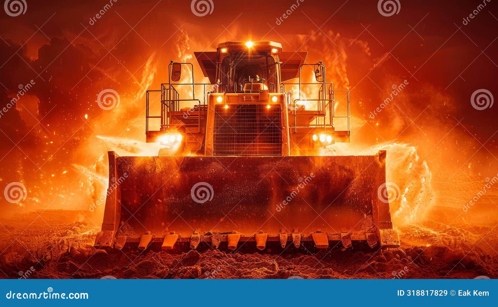 Powerful Bulldozer in Action Massive Construction Machinery in Intense ...