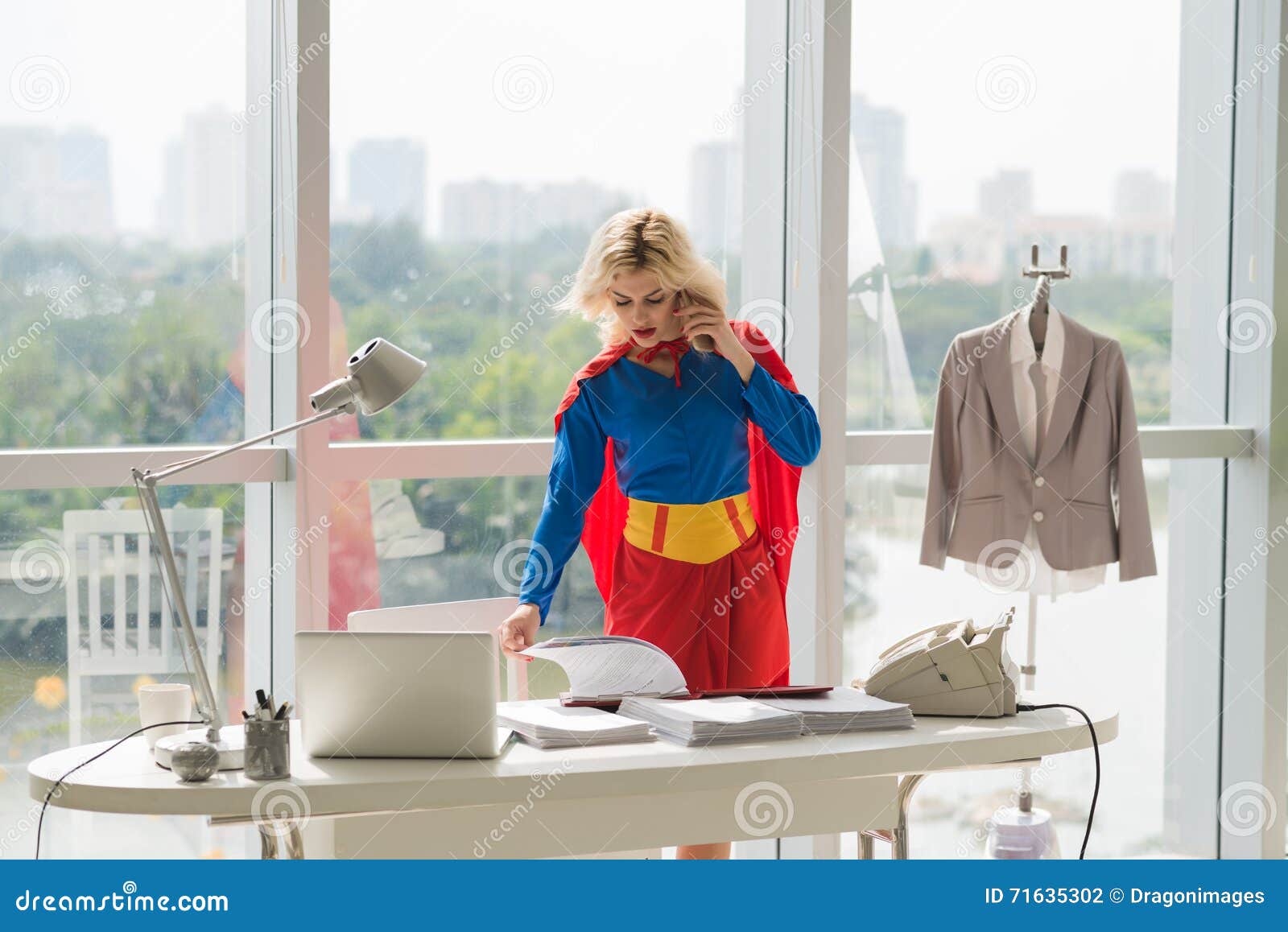 Powerful business lady stock photo. Image of superhero - 71635302