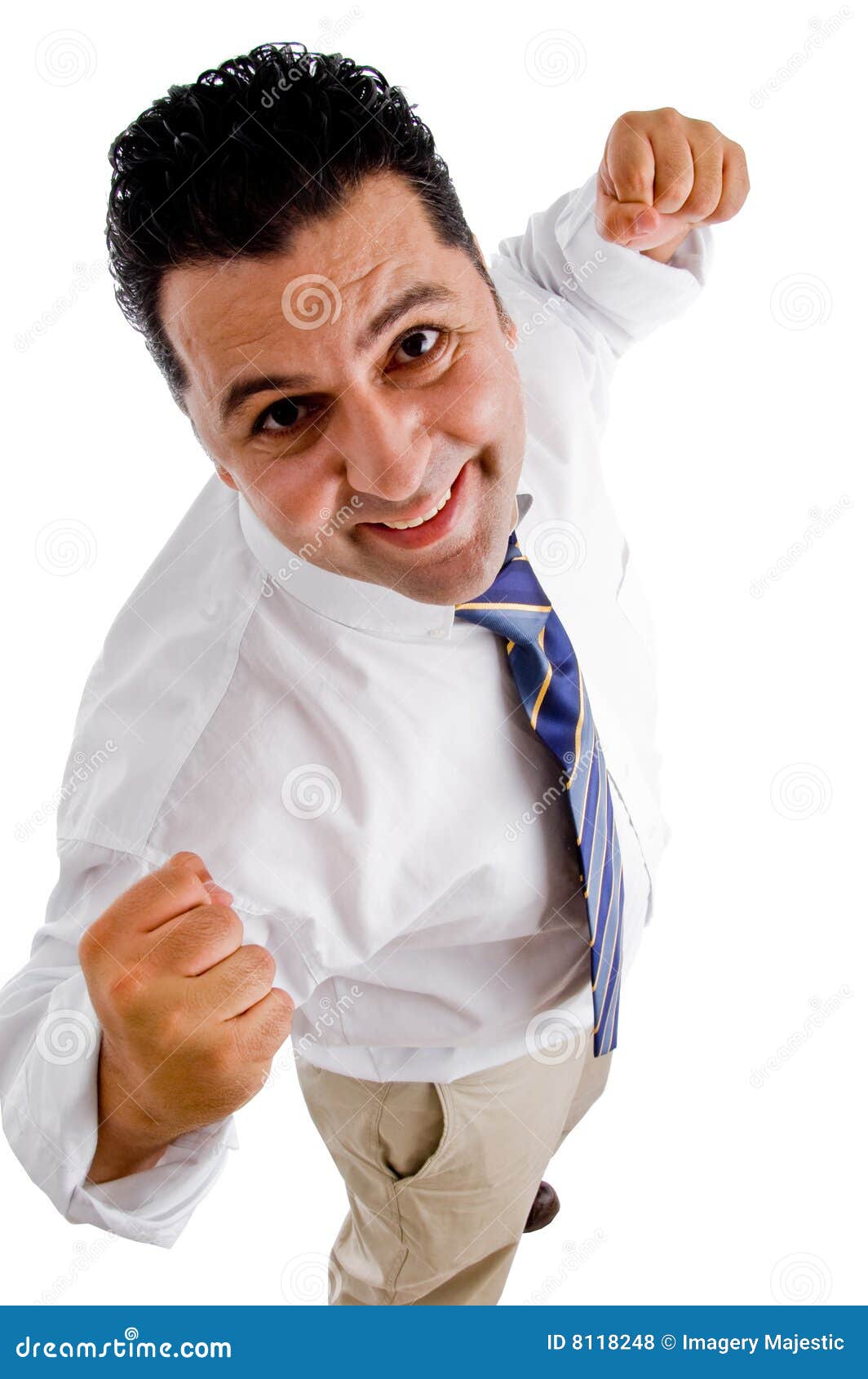 Powerful Businessman Leader In Suit With Red Boxing Gloves Celebrating ...