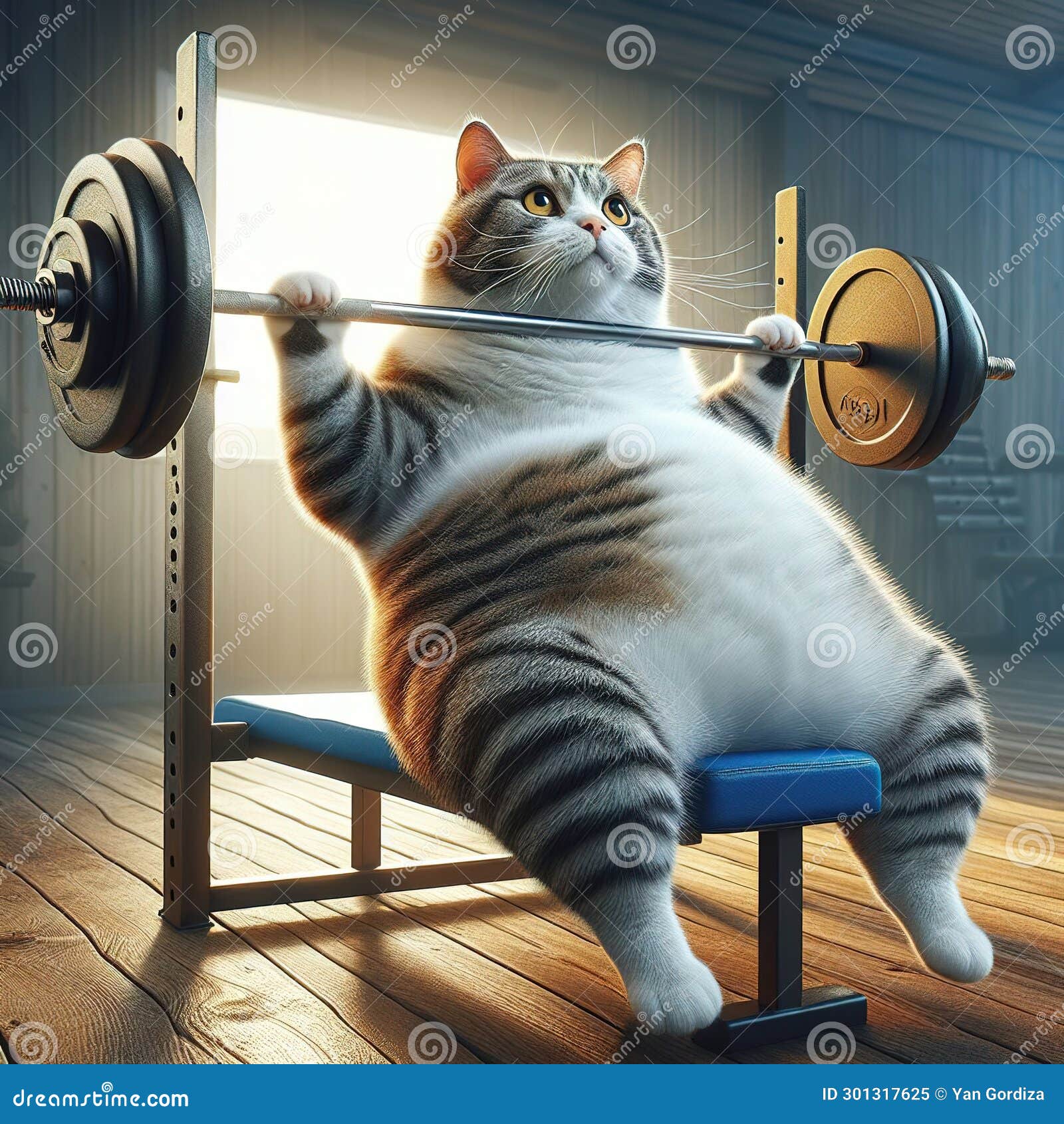 Powerful Cat Doing Bench Press. Generative, AI Stock Image - Image of ...