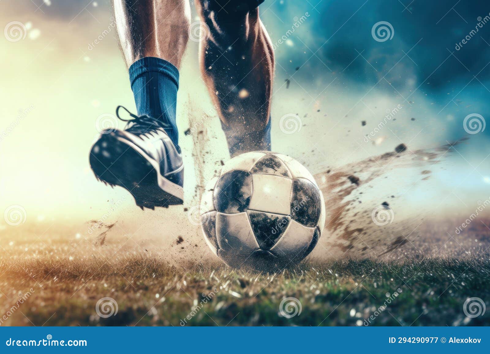 Powerful Close-Up of a Foot Kicking the Ball AI Generated Stock ...