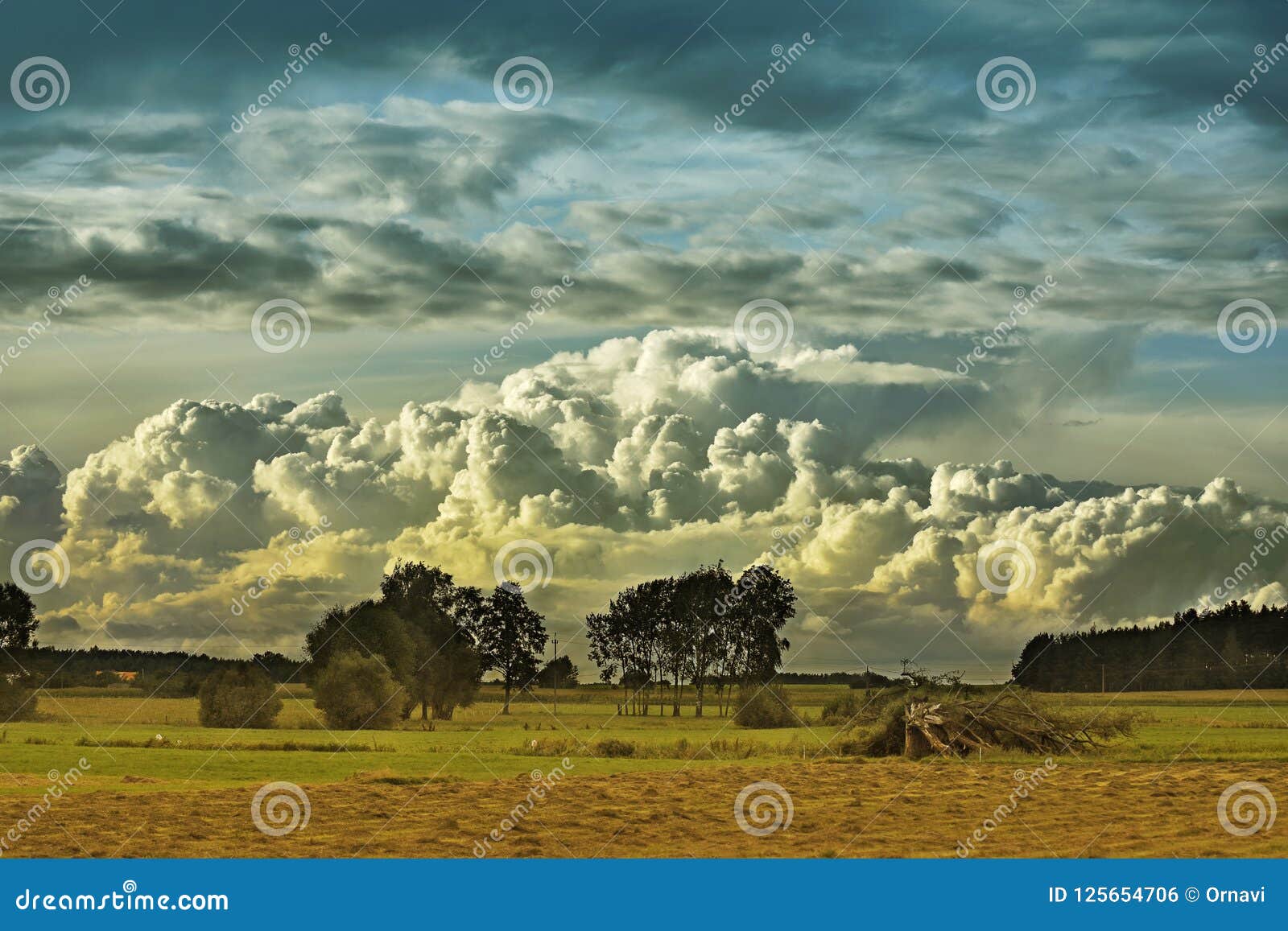A Powerful Cloud and Sunset. Stock Photo - Image of beautiful, sunset ...