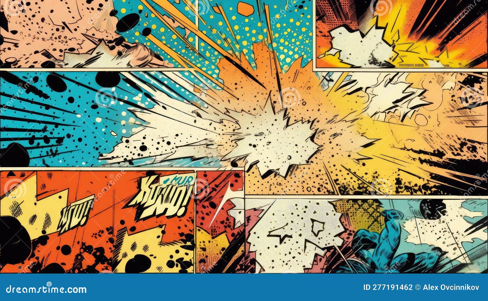 Powerful Comic Book Action Layout Background with Power FX Illustration ...