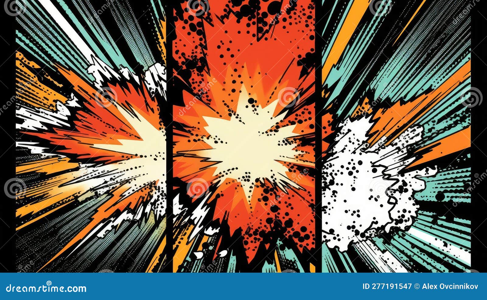 Powerful Comic Book Action Layout Background with Power FX Illustration ...