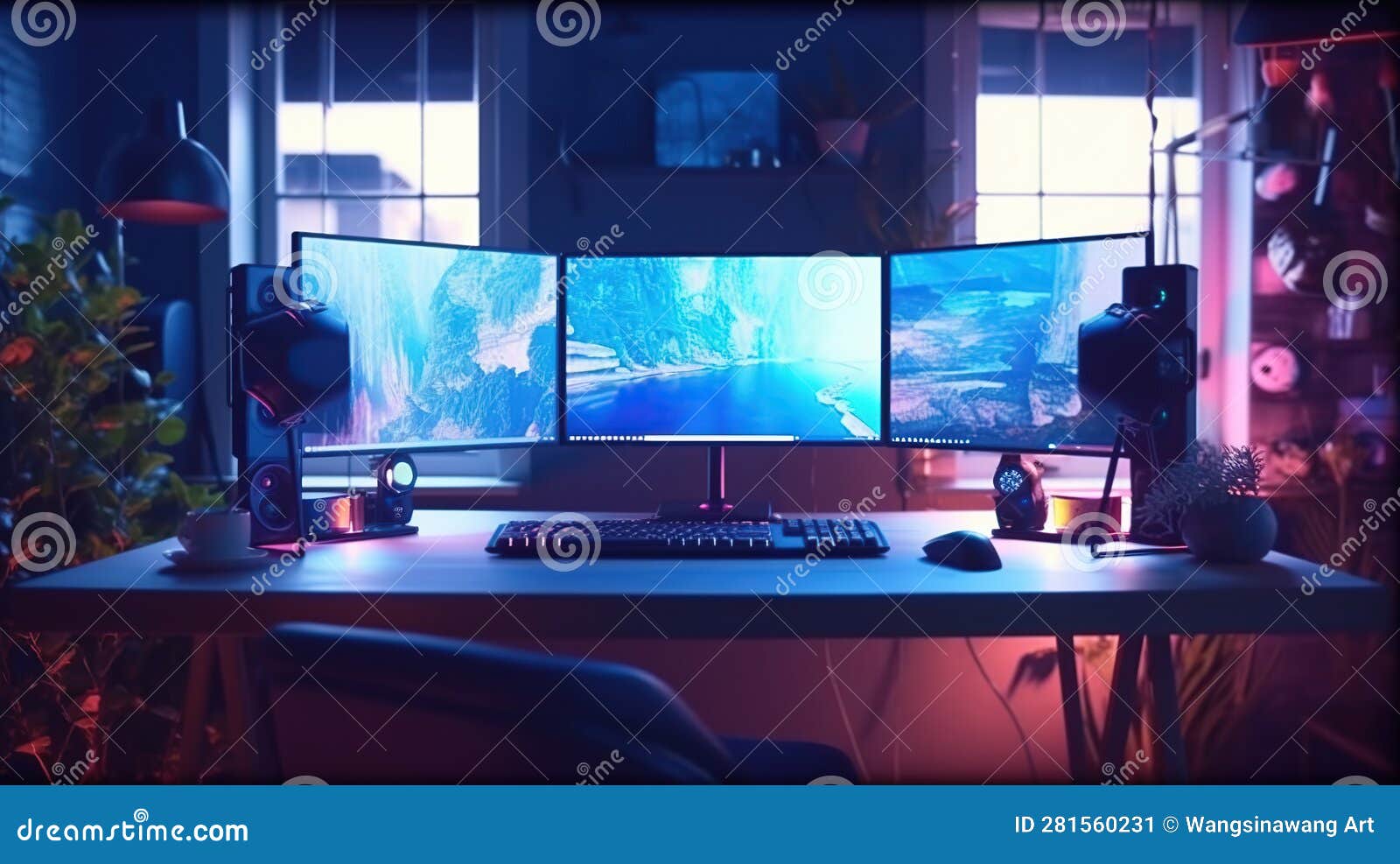 Powerful Computer Gaming Rig AI Generated Image Stock Illustration ...